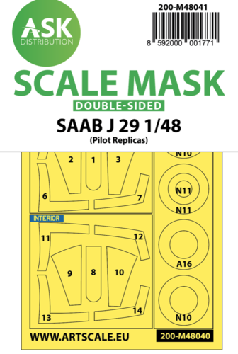 Art Scale Kit M48041 SAAB J29 B double-sided