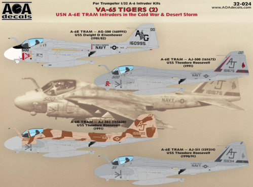 AOA decals 32-024 VA-65 Tigers 2 - USN A-6E TRAM Intruders in the Cold War & Desert Storm