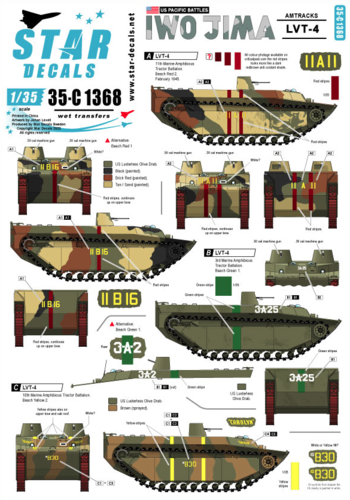Star-Decals 35-C1368 US Pacific Battles - Iwo Jima. USMC LVT-4 Amtracks.