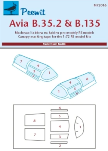 Peewit 72018 Canopy mask for Avia B.35 a B.135 RS models