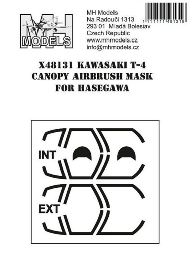 MH Models X48131 Kawasaki T-4 canopy airbrush mask for Hasegawa