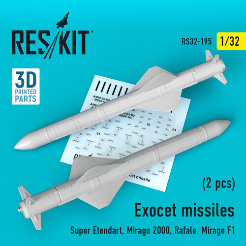 DISCONTINUED RES/KIT 32-0195 Exocet missiles (2 pcs) (Super Etendard, Mirage 2000, Rafale, Mirage F1)
