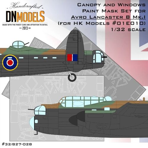 DN Models 32-827-028 Avro Lancaster B Mk.I Canopy And Windows Paint Mask Set