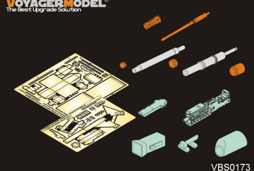 VoyagerModel.Co.Ltd VBS0173 Modern US M256 120mm M1 Abrams Gun Barrel w/ M2 Browning Machine Gun