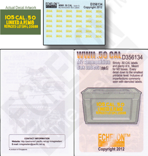 Echelon Fine Details D356134 WWII .50 CAL ammo box labels 5