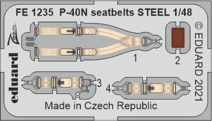 Eduard FE1235 P-40N seatbelts STEEL ACADEMY