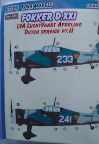 Kora Models C7269 Fokker D.XXI Mercury – Dutch service part II.