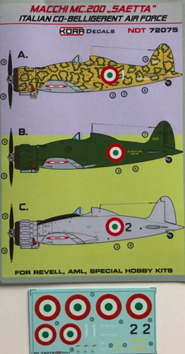 Kora Models NDT72075 Macchi MC.200 "SAETTA" Italian Co-belligerent air force