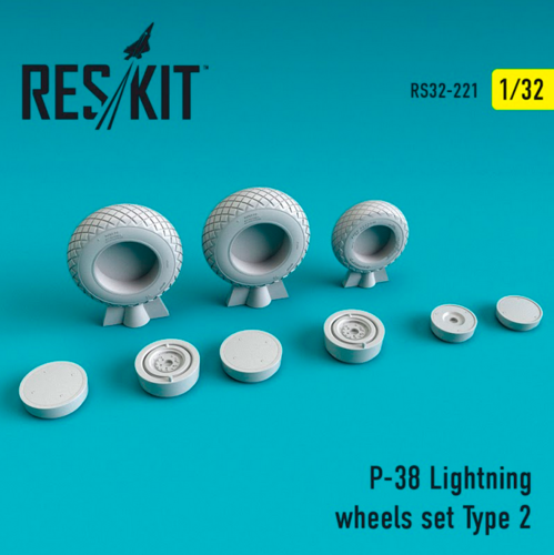 DISCONTINUED RES/KIT 32-0221 P-38 Lightning wheels set Type 2