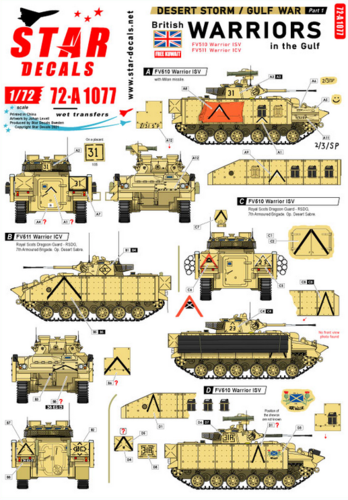 Star-Decals 72-A1077 Desert Storm 1. British Warriors in the Gulf 1990-91.