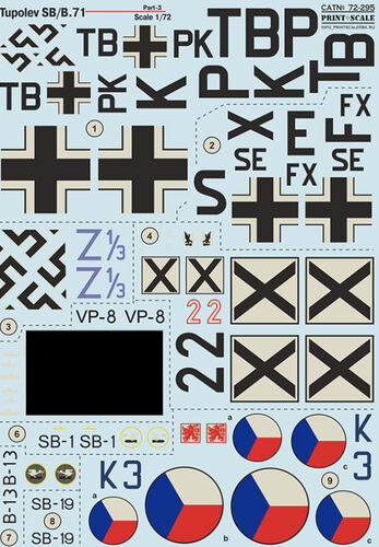 Print Scale 72-295 Tupolev SB-2 "Katushka" Part 3 In the complete set 1,5 sheets
