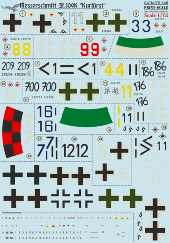Print Scale 72-146 Messerschmitt Bf 109 K