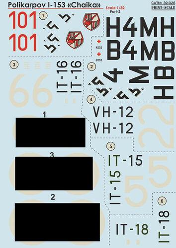 Print Scale 32-026 Polikarpov I-153 "Chaika" Part 2 The complete set 1,5 leaf