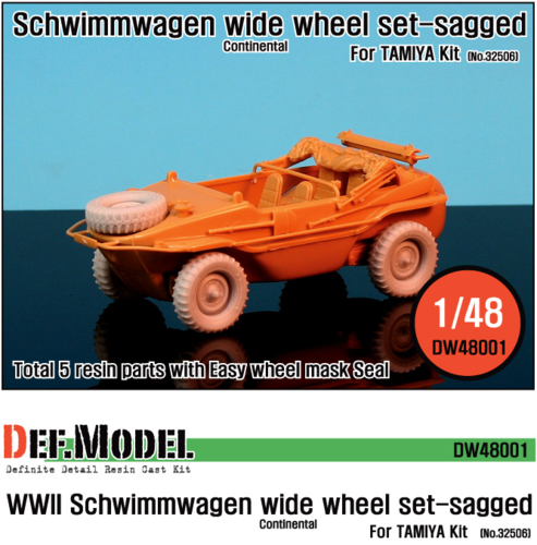DEF Model DW48001 Schwimmwagen Wide Tire(continental)-Sagged (for Tamiya 1/48)