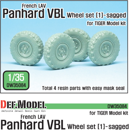 DEF Model DW35084 French Panhard VBL LAV Sagged Wheel set-1(for Tiger model 1/35)