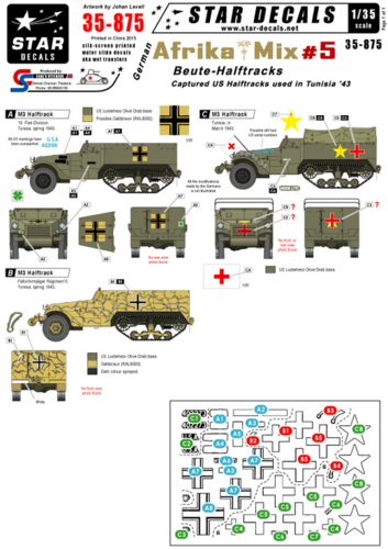 Star-Decals 35-875 German Afrika Mix # 5. Beute-Halftracks. Captured US Halftracks.