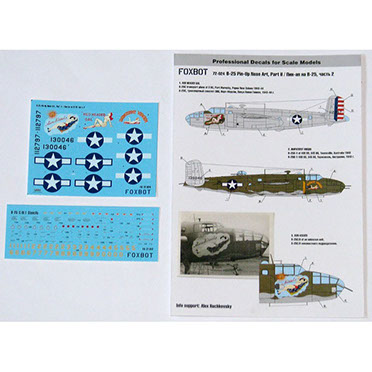 FOXBOT 72-024 U.S.A.F. North American B-25C/D Mitchell Pin-Up Nose Art and Stencils (Part II)