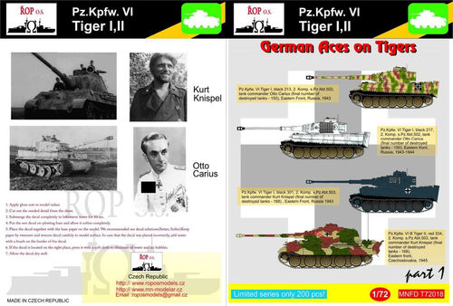 Ropos Models MNFDT72018 Pz.Kpfw. VI Tiger I,II - German Aces on Tigers