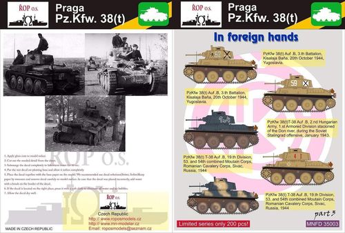 Ropos Models MNFDT35003 Praga Pz.Kpfw. 38(t) - In foreign hands