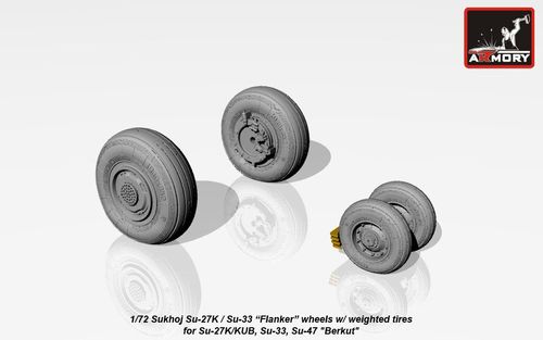 Armory Models Group AW72034 Sukhoj Su-27K / Su-33 wheels w/ weighted tires, front mudguard