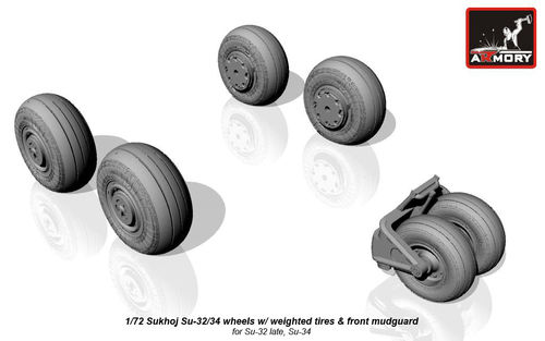 Armory Models Group AW72045 Sukhoj Su-32/34 wheels w/ weighted tires, front mudguard
