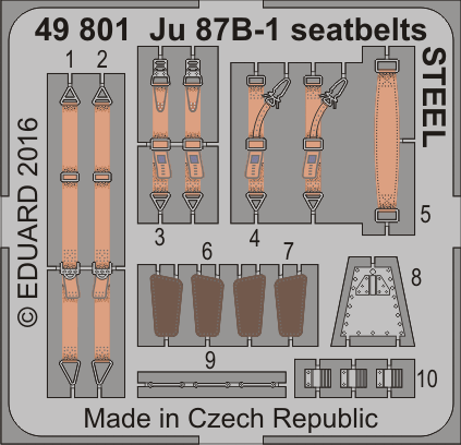 Eduard 49801 Ju 87B-1 seatbelts STEEL AIRFIX A07114