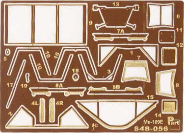 Part S48-056 Canopy frames Bf-109E Hobbycraft