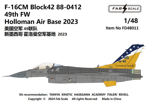 Fab Scale FD48011 Lockheed Martin F-16 CM Fighting Falcon Block 42 - USAF 49th FW Holloman Air Base 2023