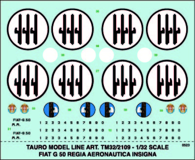 TAURO MODEL 32-2109 FIAT G-50 (CMASA) Freccia - Regia Aeronautica National Insignas