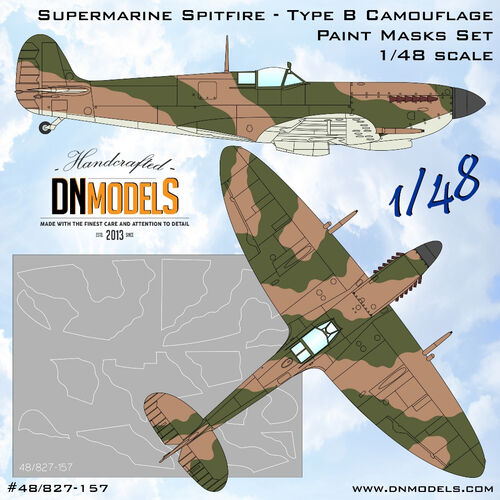 DN Models 48-827-157 Supermarine Spitfire - Type B Camouflage Paint Masks Set
