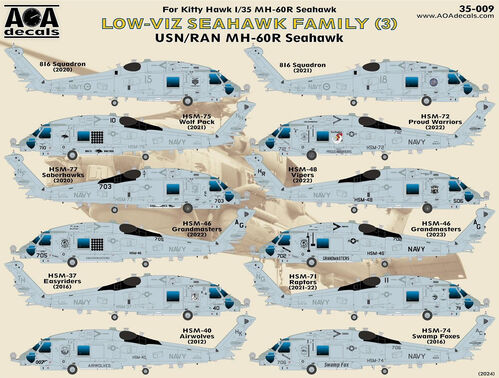 AOA decals 35-009 LOW-VIZ Seahawk Family (3) - USN/RAN MH-60R Seahawk