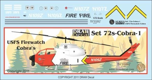 Draw Decal 72-COBRA-01 Bell AH-1 - USFS Firewatch Cobras