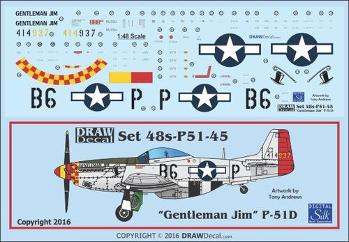 Draw Decal 48-P51-45 North American P-51 D - "Gentleman Jim" Gathering of Mustangs and Legends