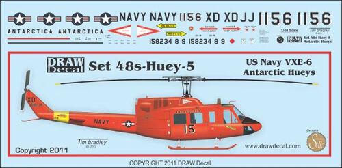 Draw Decal 48-HUEY-05 Bell UH-1 N Huey - Antarctic Development Squadron Six (VXE-6)