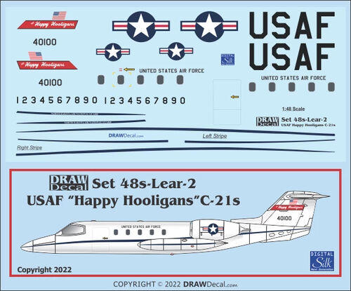 Draw Decal 48-LEAR-02 Learjet 35 (C-21) - USAF "Happy Hooligans"