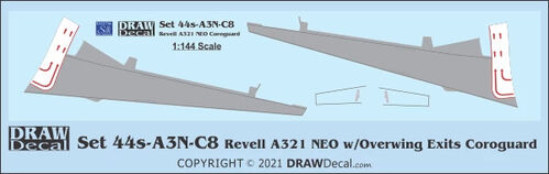 Draw Decal 44-A3N-C08 Airbus A321neo - Coroguard with Overwing Exit Paths (for Revell kits)