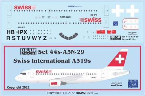 Draw Decal 44-A3N-29 Airbus A319 - Swiss International