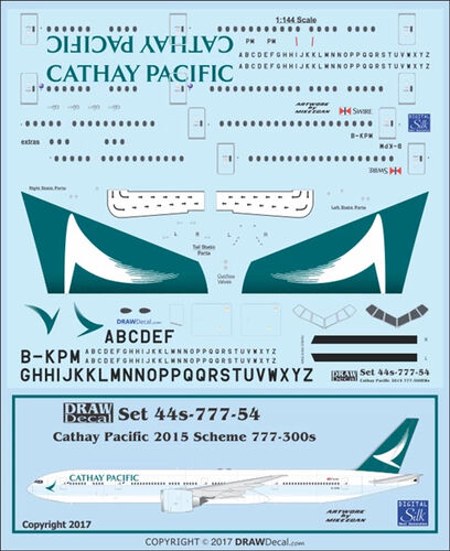 Draw Decal 44-777-54 Boeing 777-300 - Cathay Pacific (2015 Scheme)