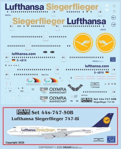 Draw Decal 44-747-50B Boeing 747-8i - Lufthansa "Siegerflieger"