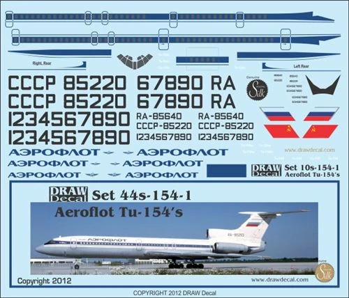 Draw Decal 44-154-01 Tupolev Tu-154 - Aeroflot