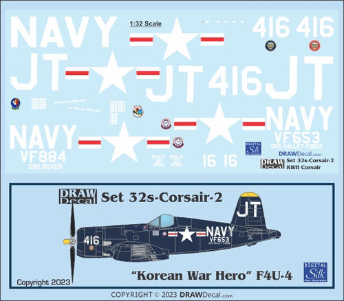 Draw Decal 32-CORSAIR-02 Vought F4U-4 Corsair - "Korean War Hero"