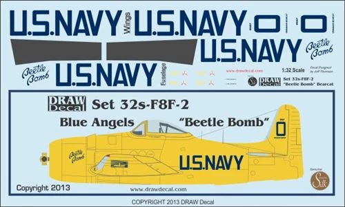 Draw Decal 32-F8F-02 Grumman F8F-1 - Blue Angels "Beetle Bomb" Bearcat