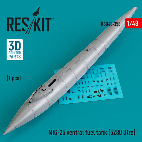RES/KIT U48-0358 MiG-25 Ventral Fuel Tank (5280 Litre) (3D Printed)