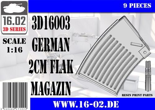 Custom scale 3D16003 German 2cm Flak Magazine