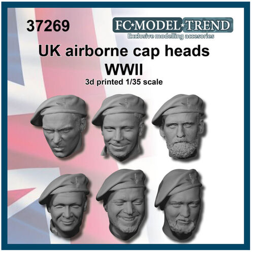 FC ModelTrend 37269 British WWII Airborne Heads with Cap (3D-printed)