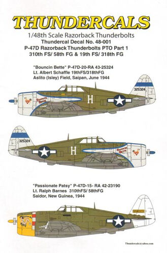 Thundercals 48001 Republic P-47 D Thunderbolt 'Razorback' PTO Part 1 (2 schemes)