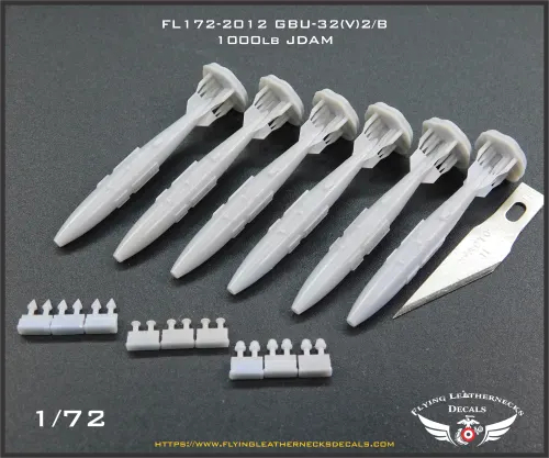 Flying Leathernecks 172-2012 GBU-32(V)2/B 1000lb JDAM 3D-Printed (6 pcs)