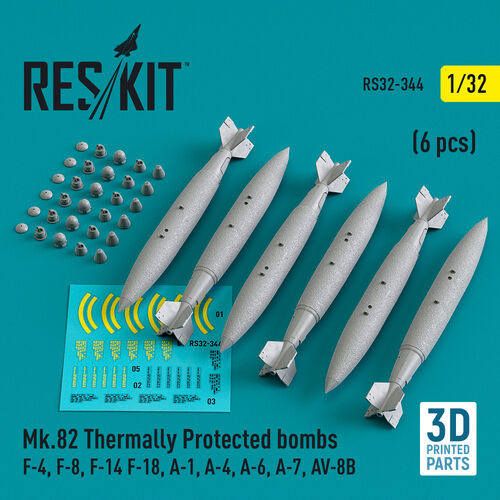 DISCONTINUED RES/KIT 32-0344 Mk.82 Thermally Protected Bombs (6 pcs) (F-4, F-8, F-14, F-18, A-1, A-4, A-6, A-7, AV-8B)