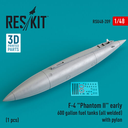 RES/KIT U48-0209 F-4 'Phantom II' Early 600 Gallon Fuel Tanks (All Welded) With Pylon (1 pc)