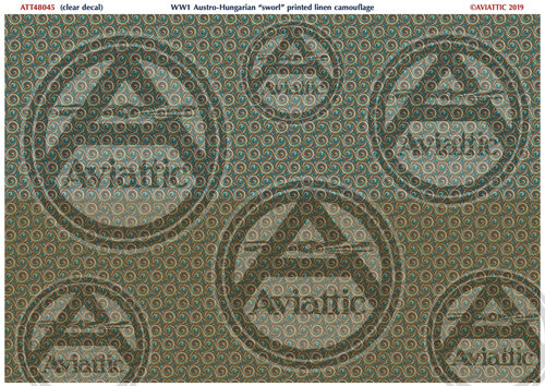 Aviattic ATT48045 Austro-Hungarian WWI printed linen 'sworl' camouflage (Clear decal)
